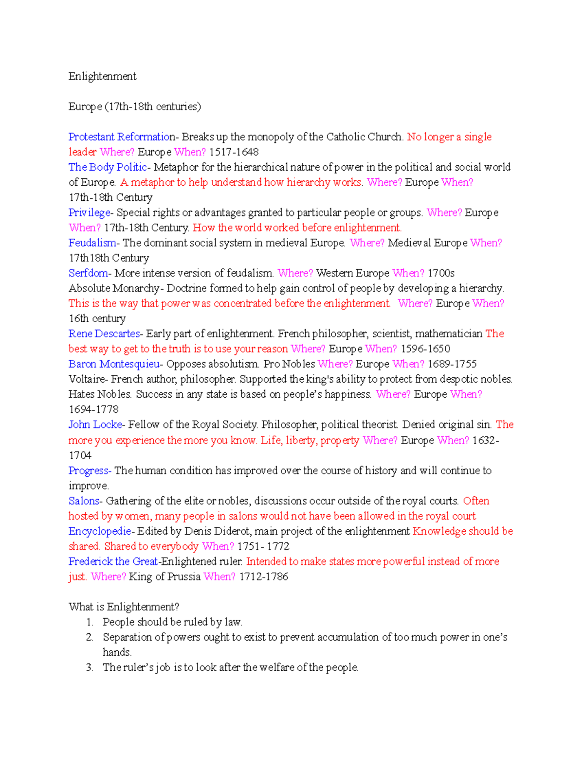 World Civ II Notes: Enlightenment, American & French Revolutions - Studocu