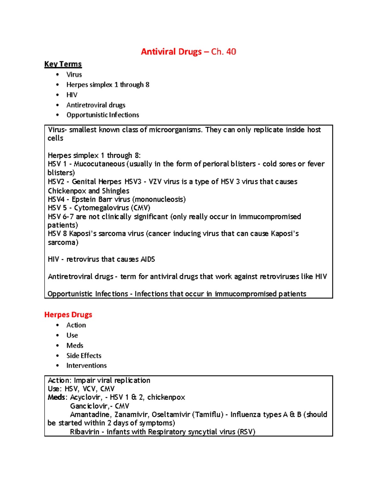 Antiviral Drugs Overview – Ch. 40 for RN NCLEX Study Guide - Studocu
