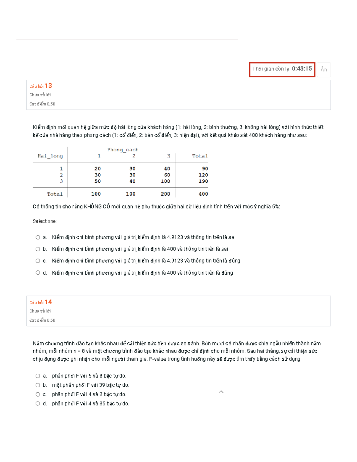 ĐỀ CẢI THIỆN GIỮA KỲ (trang 4 trên tổng số 5) UEL E-Learning 3 - Câu hỏi 13 Chưa trả lời Đạt ...