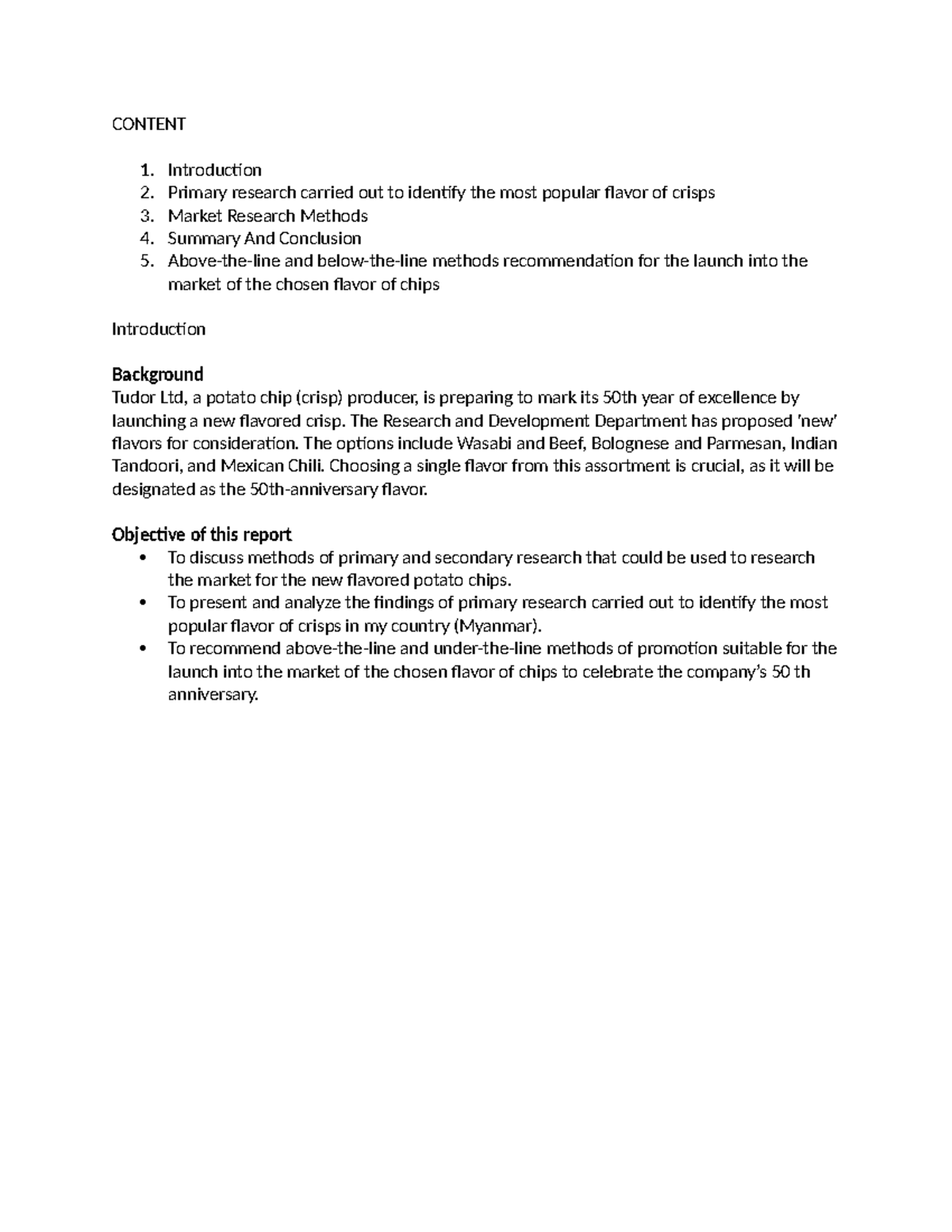 Cw Business - Market Research Methods for New Crisp Flavor Launch - Studocu