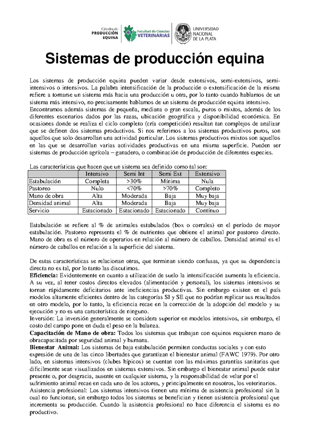 Sistemas de Producción Equina: Intensiva, Semi-Intensiva y Extensiva ...