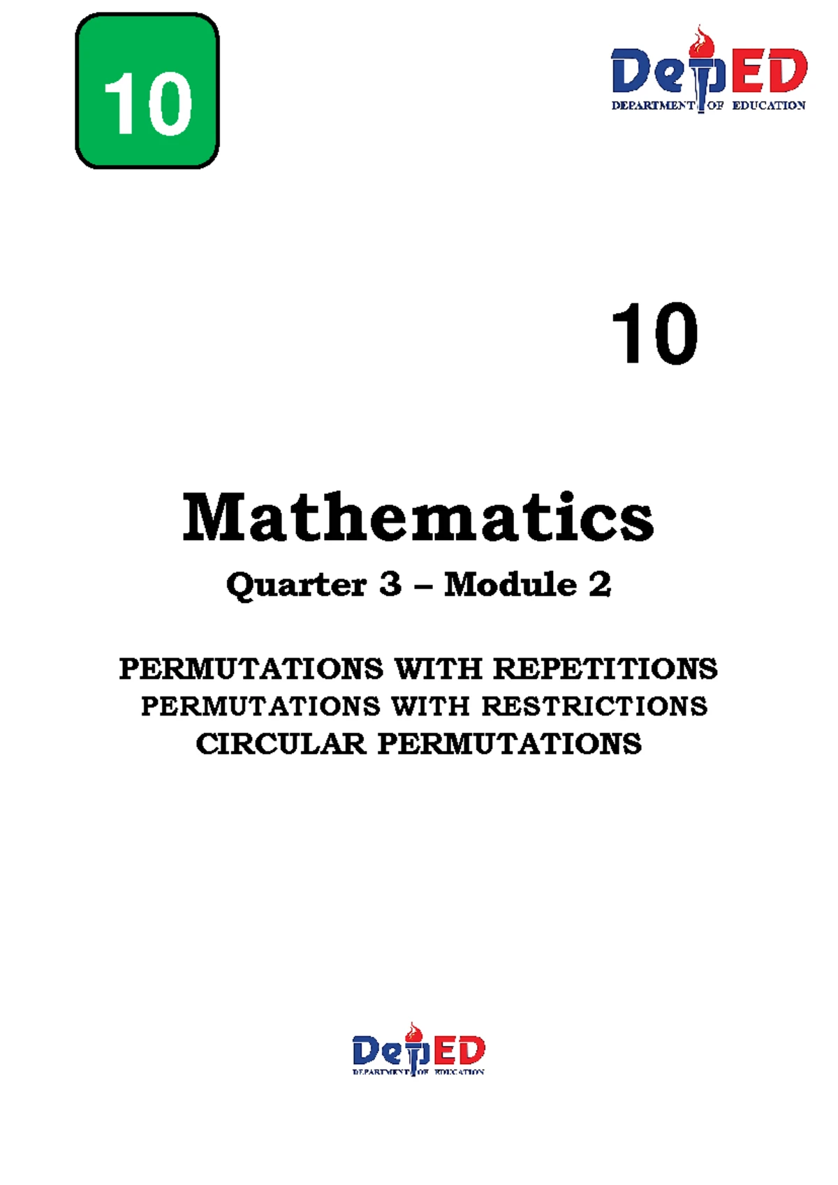 5 Q1 Math - Module 5 for Quarter 1 Mathematics 10 - Mathematics Quarter ...
