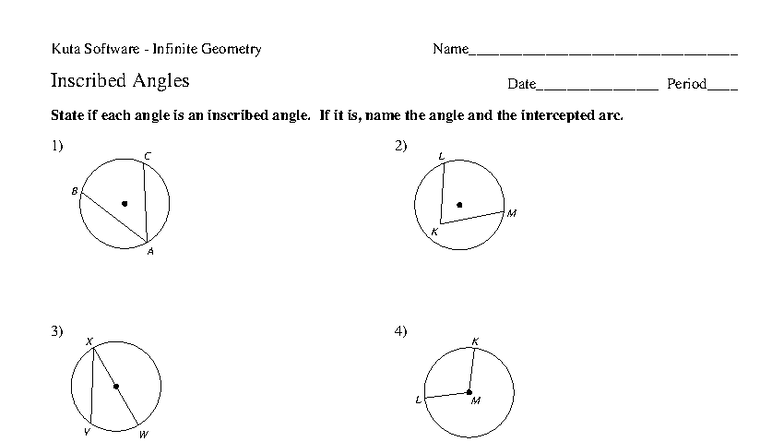 11-Inscribed Angles Worksheet (Kuta Software) - Studocu