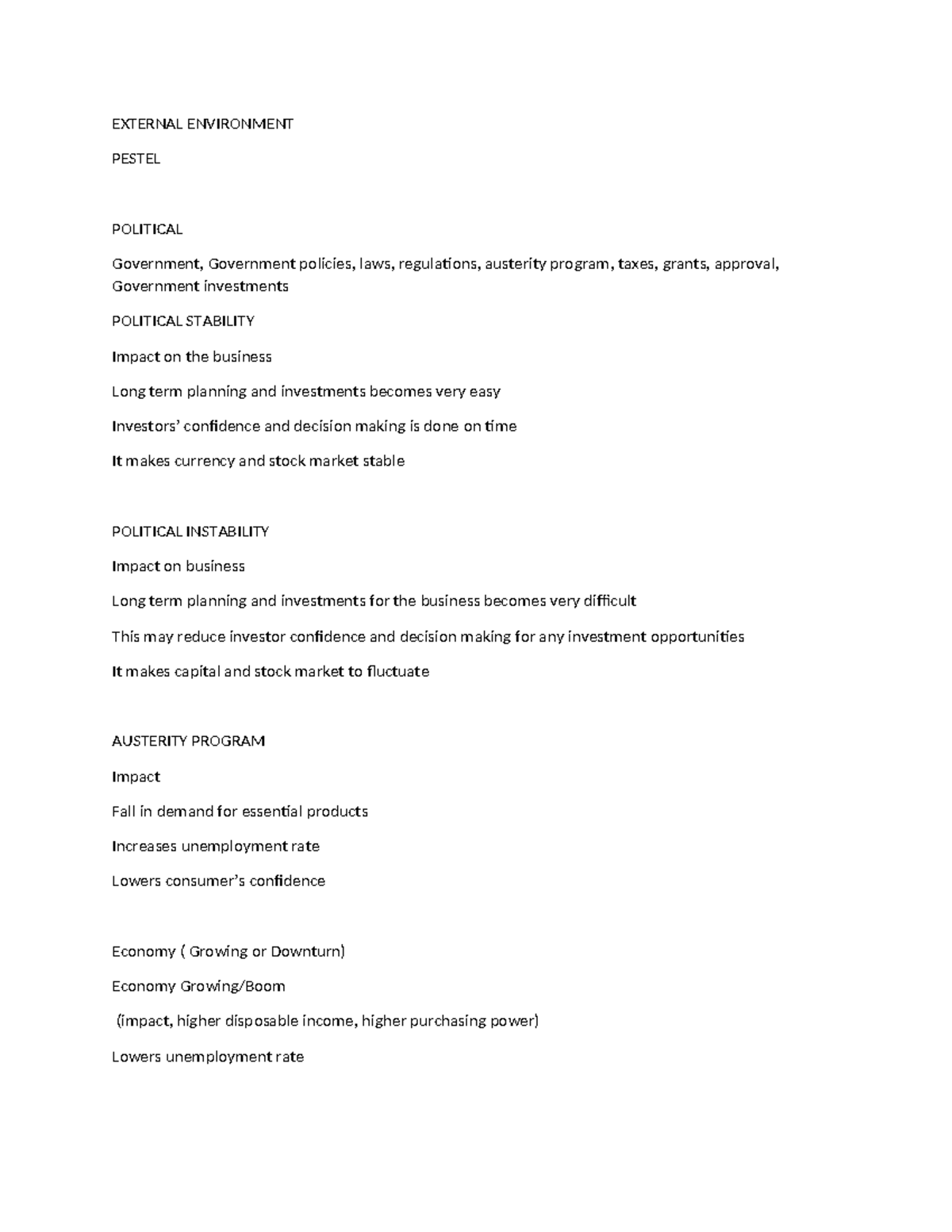 PESTEL Analysis of External Environment: Political, Economic, Social ...