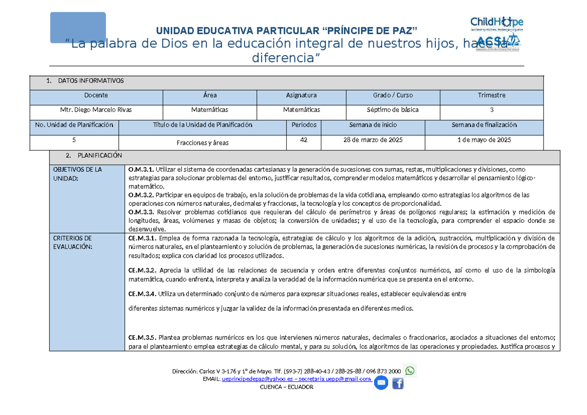 PUD Matemáticas Séptimo - Unidad 5: Fracciones y Áreas - Studocu