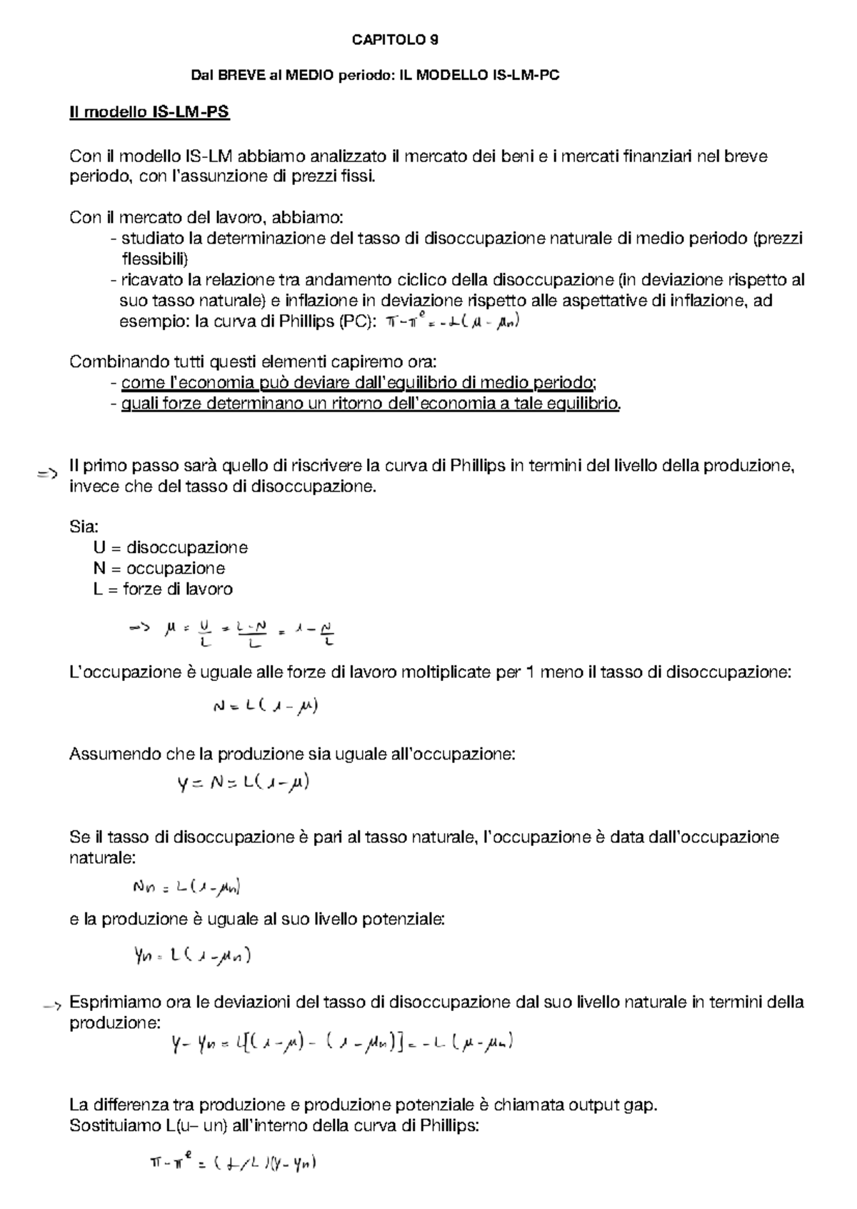 CAPITOLO 9: Il Modello IS-LM-CP - Esercizi di Macroeconomia - Studocu