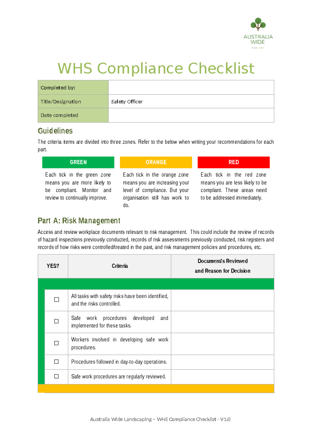 BSBWHHS 412 Task 1: WHS Compliance Checklist & Recommendations - Studocu