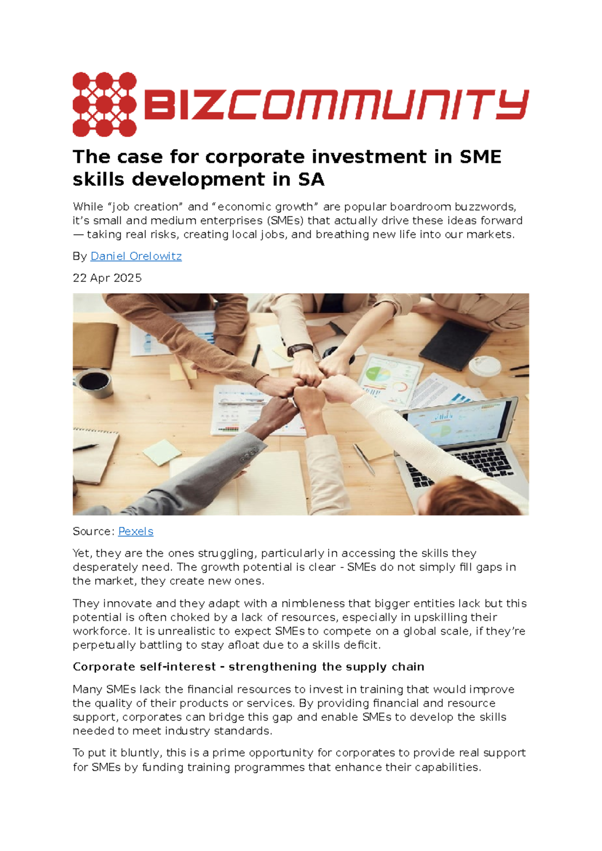 Corporate Investments in SME Skills Development: A Strategic ...