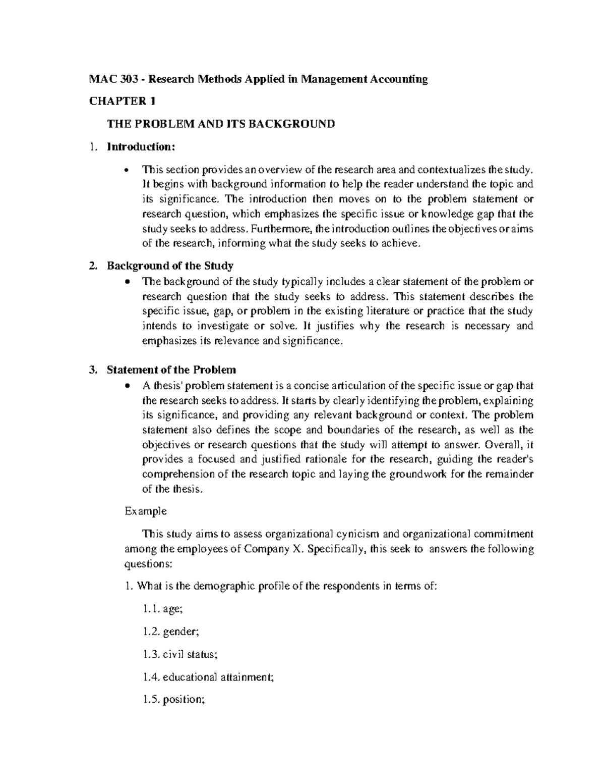 MAC-303 Chapter 1: Research Methods in Management Accounting - Studocu