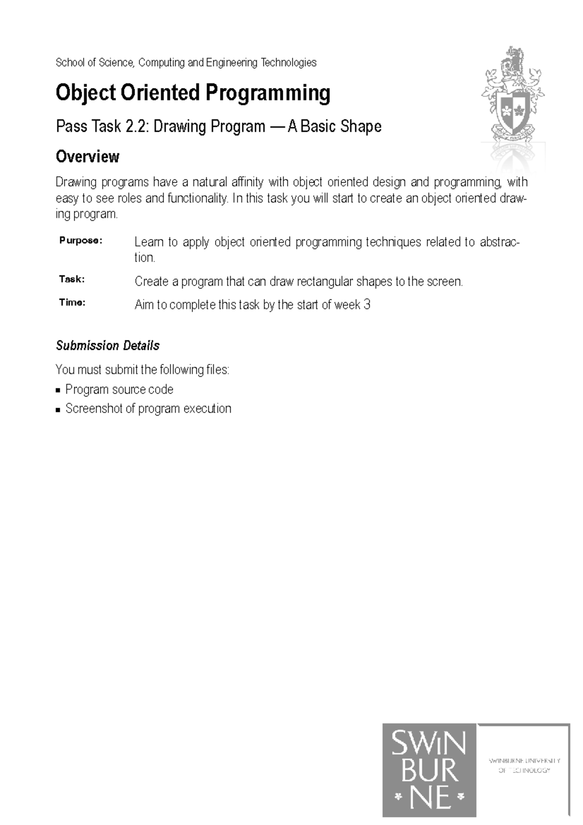 2.2P - OOP Drawing Program: Basic Shape Implementation Guide - Studocu