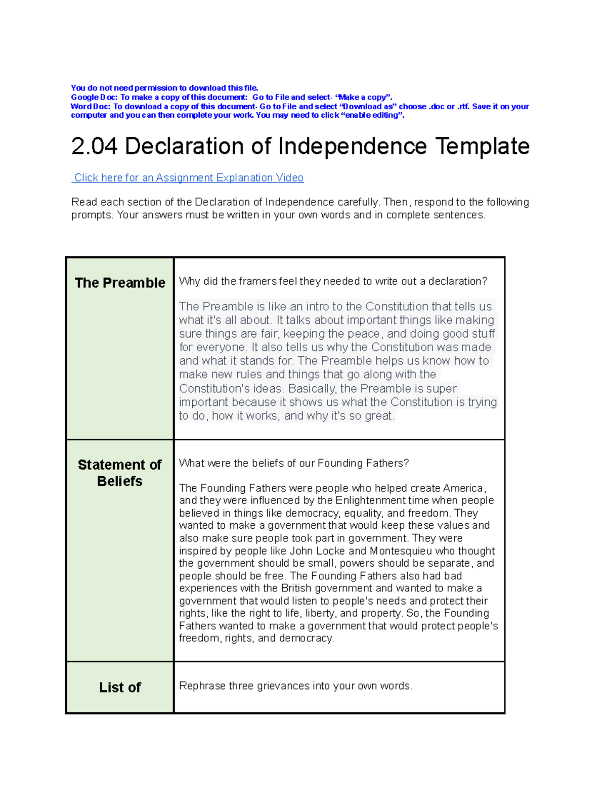 2.04 Declaration of Independence Assignment Template and Guidelines ...