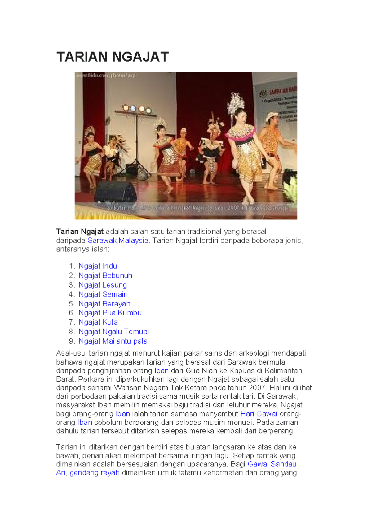 Tarian Ngajat: Warisan Budaya Tradisional Iban Sarawak - Studocu