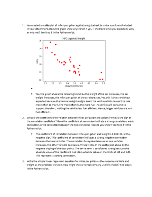 [Solved] Write the simple linear regression equation for miles per ...