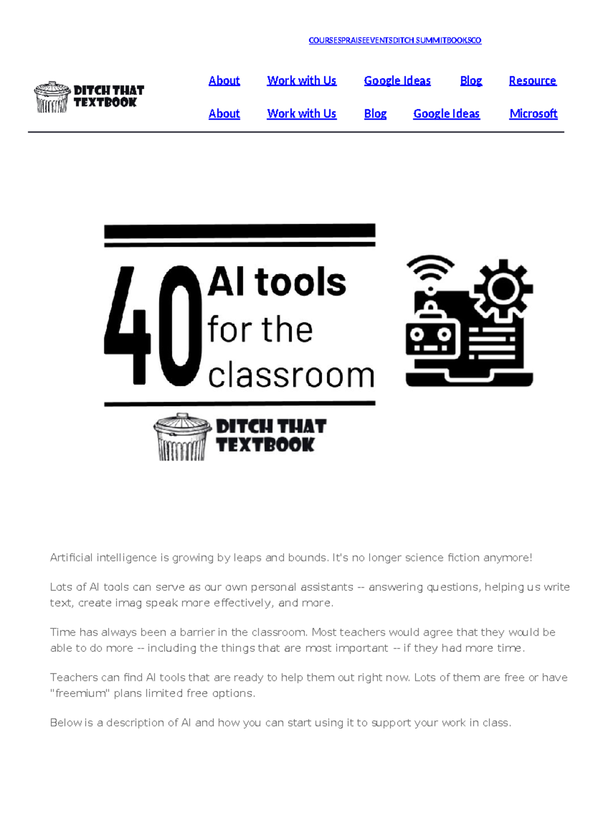 40 AI tools for the classroom - Ditch That Textbook - ARTIFICIAL ...