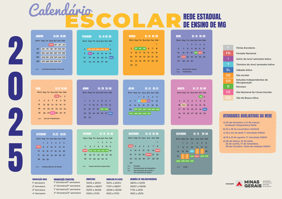 Calendario Escolar 2025 para impressao - DL:21 DE: 1FN MAIO Dom Seg Ter Qua Qui Sex Sáb 2 3 4 5 ...