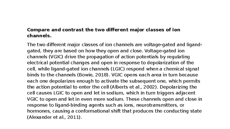 Ion Channels 1 - Discussion of VGIC and LGIC Functions - Studocu