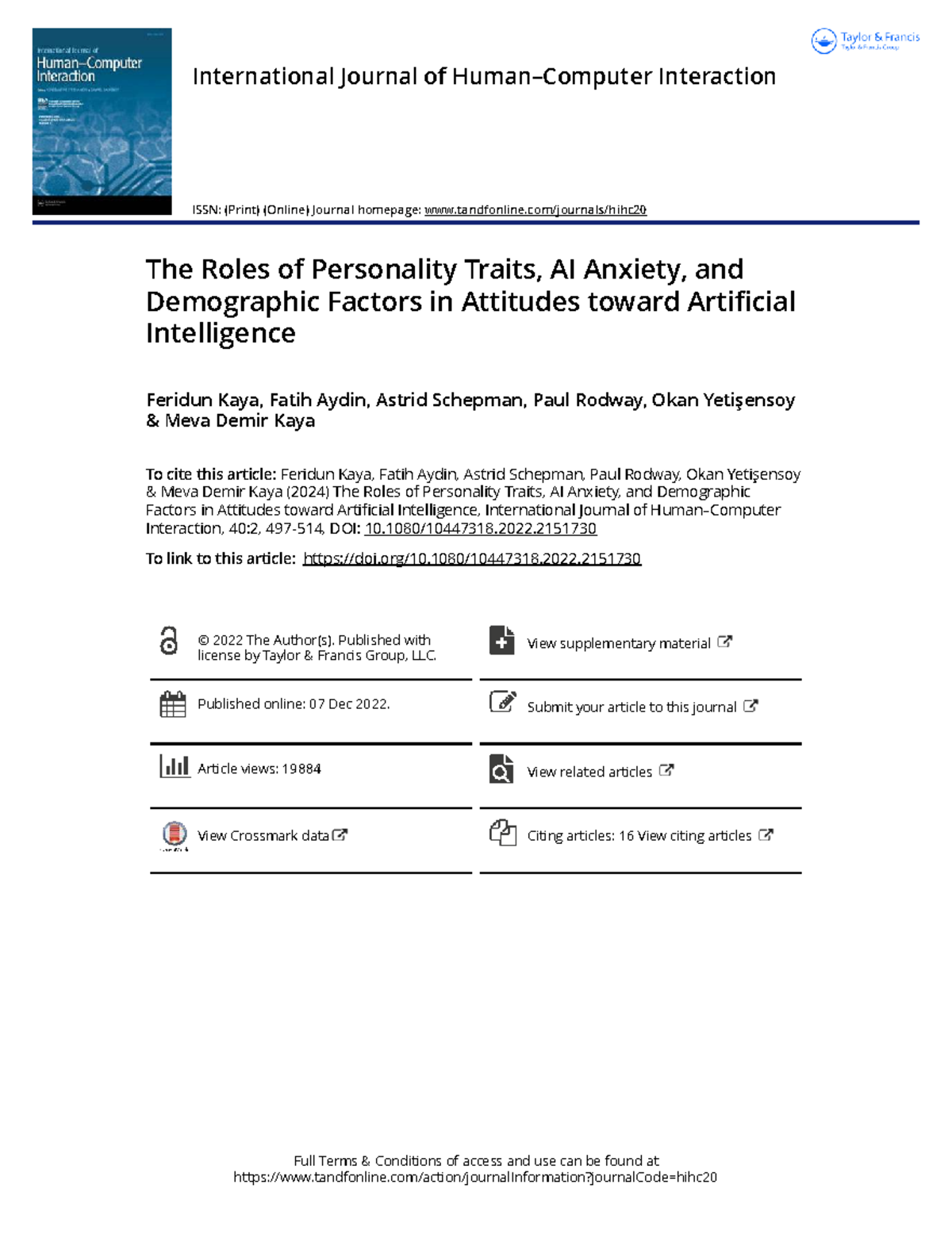 The Roles of Personality Traits, AI Anxiety, and Demographics in AI ...