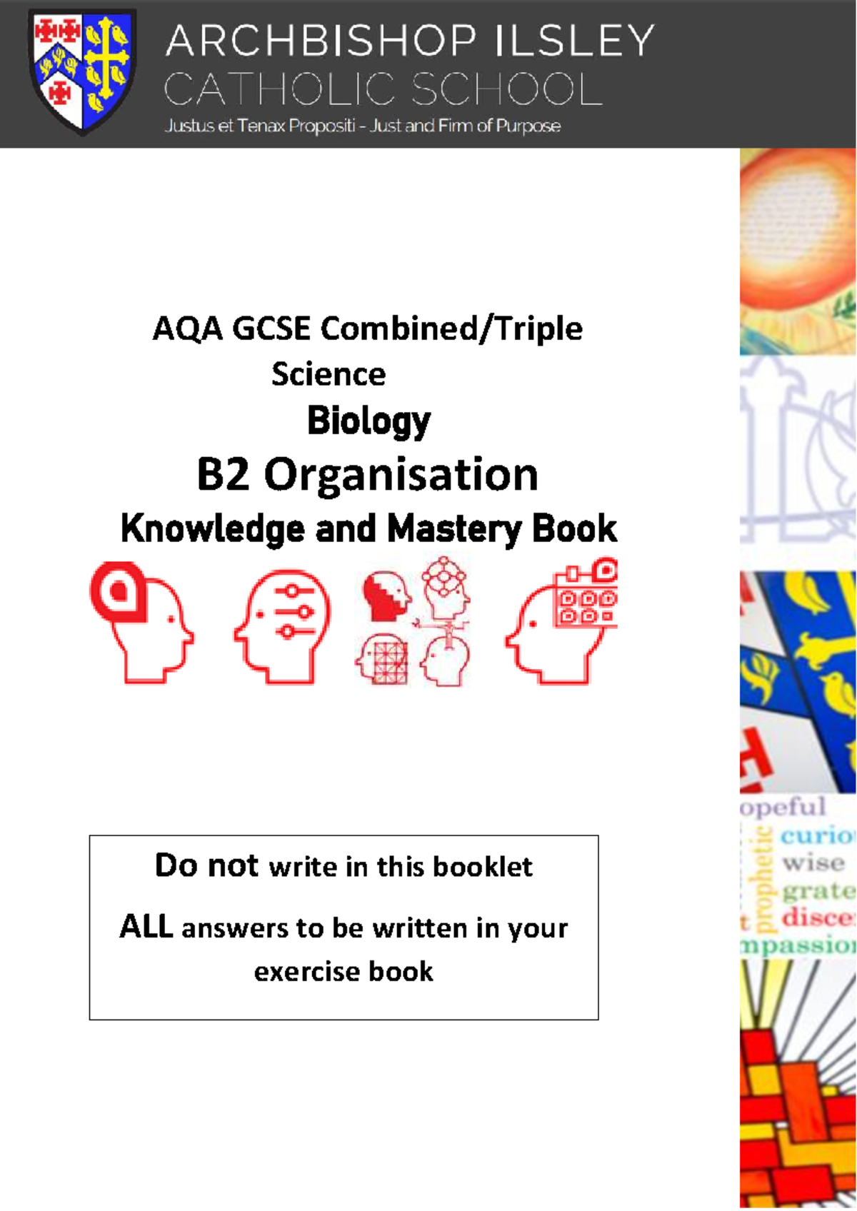AQA GCSE Biology B2 Organisation Knowledge Booklet for Mastery - Studocu