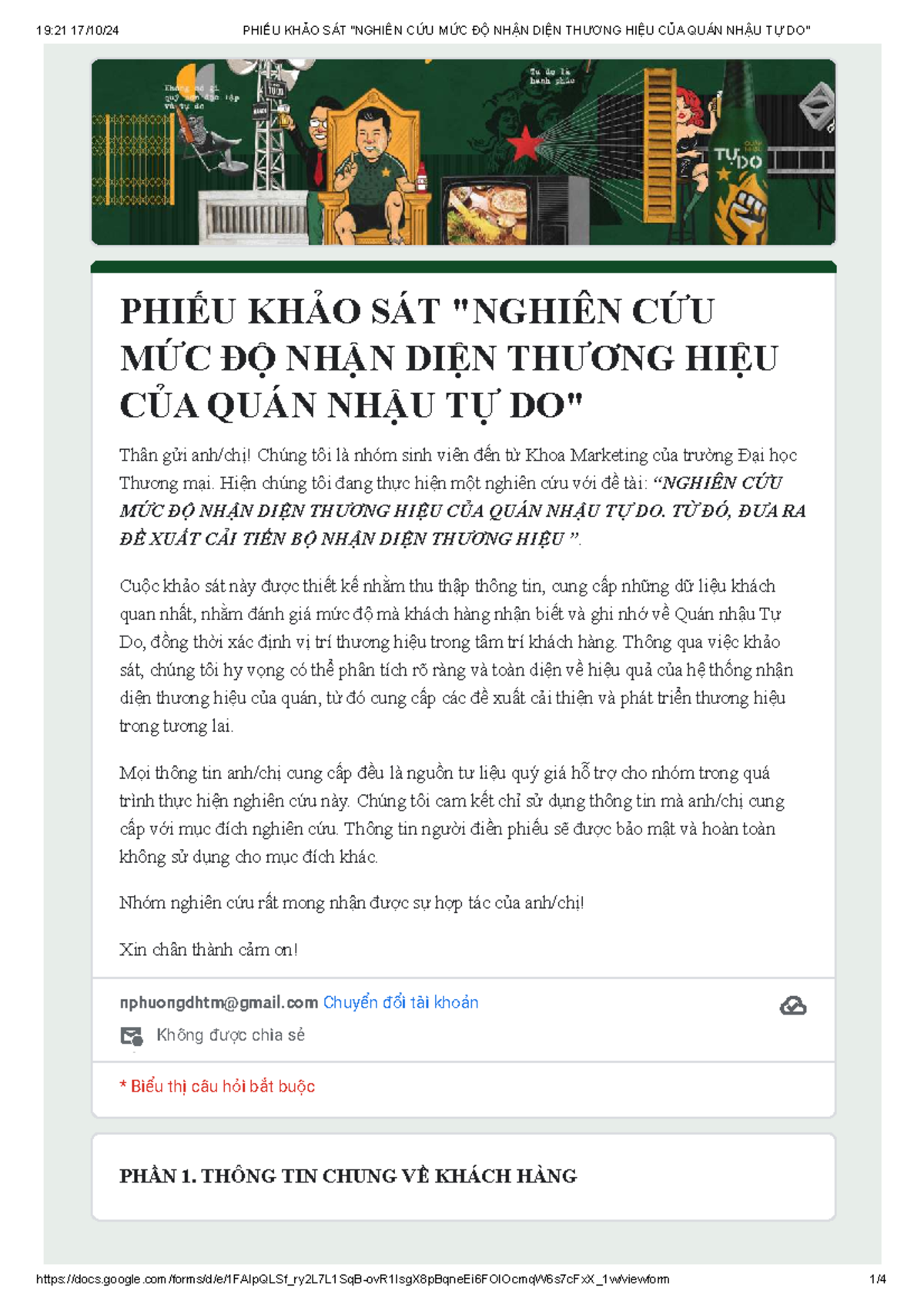 Khảo Sát Mức Độ Nhận Diện Thương Hiệu Quán Nhậu Tự Do - NCMKT - Studocu