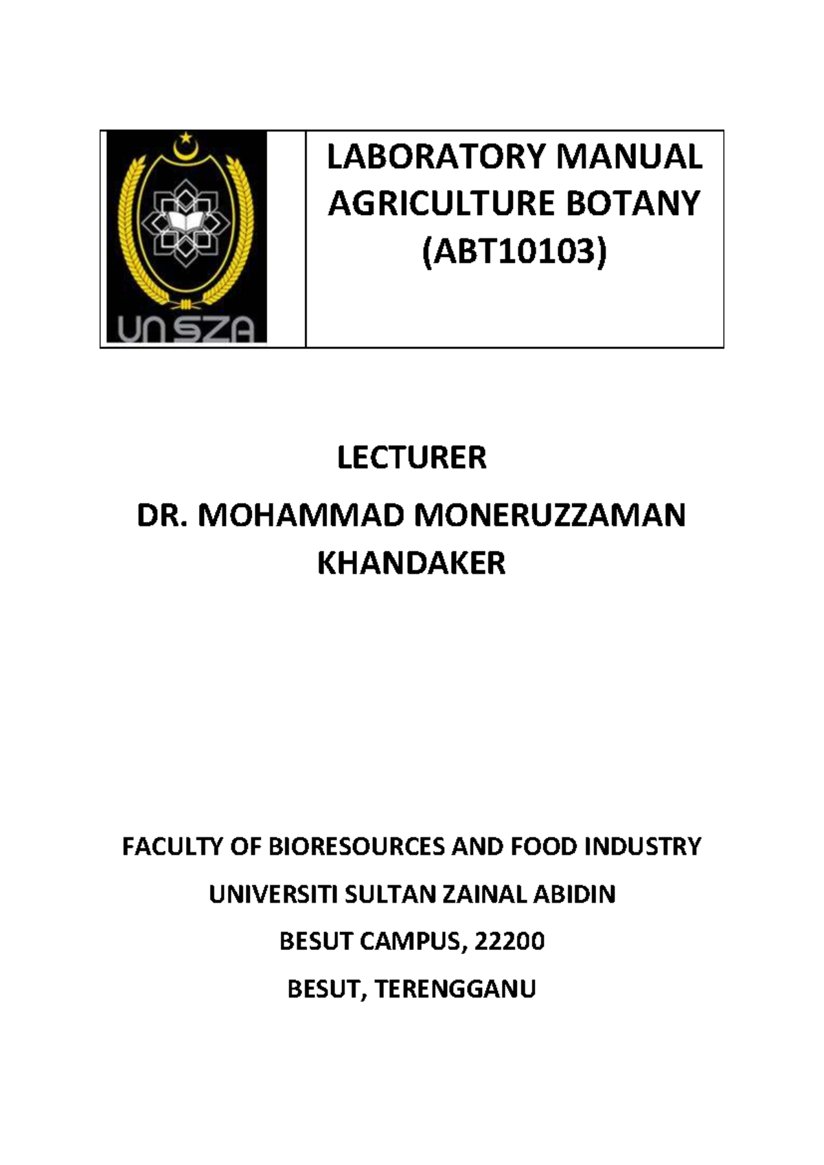 ASS3101: Agricultural Botany Practical Manual on Morphology & Anatomy ...
