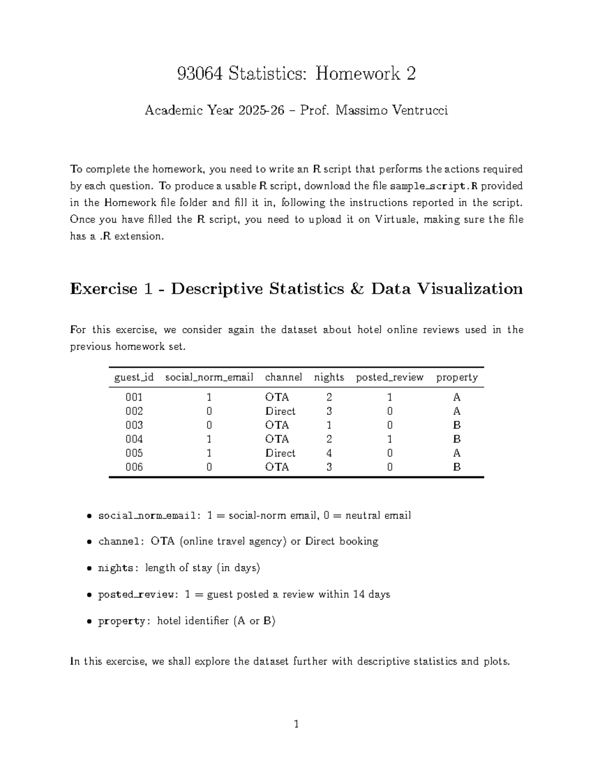 93064 Statistics: Homework 2 - R Script Tasks and Analysis - Studocu
