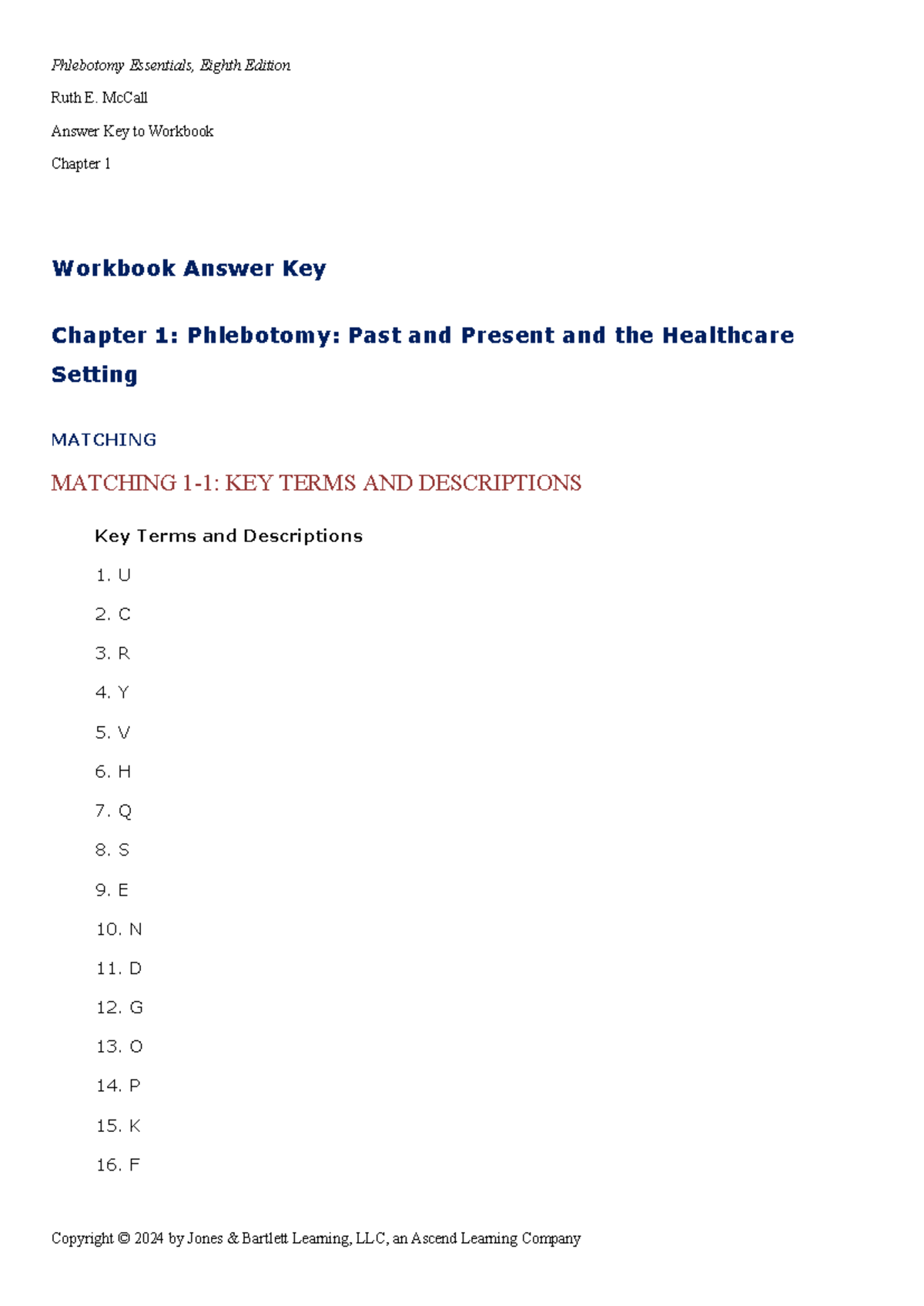 Phlebotomy Chapter 1 Workbook Answer Key & Practice (PHT 101) - Studocu