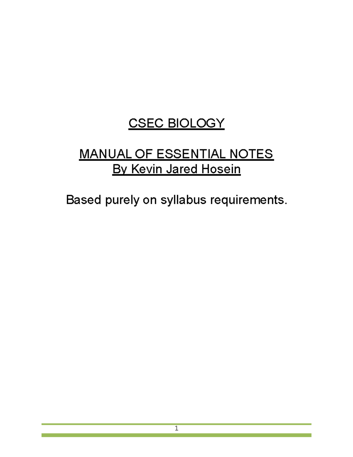 603329532 CSEC Biology Essential Notes Manual - Studocu
