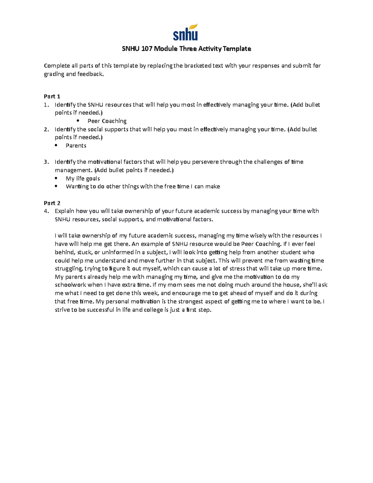 Mod 4 Journal - SNHU 107 Module Four Journal Template Complete all ...