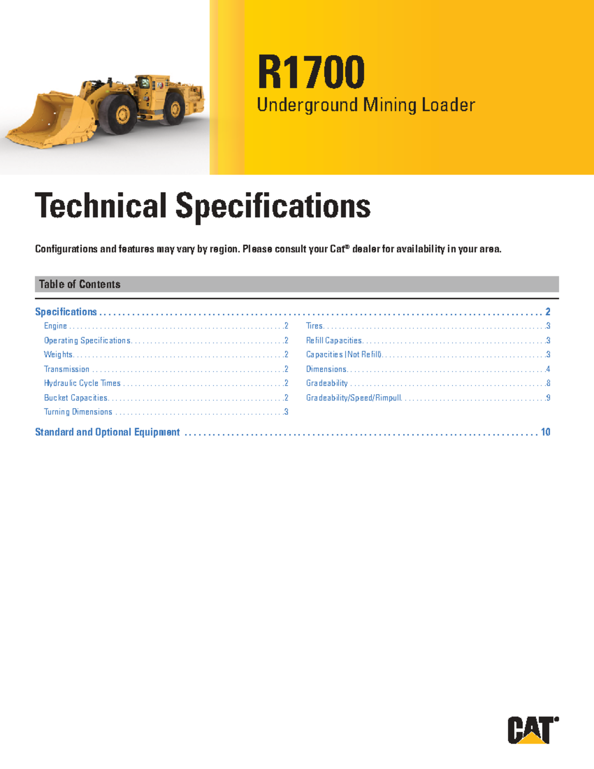 R1700 Underground Mining Loader Tech Specs & Configurations - Studocu
