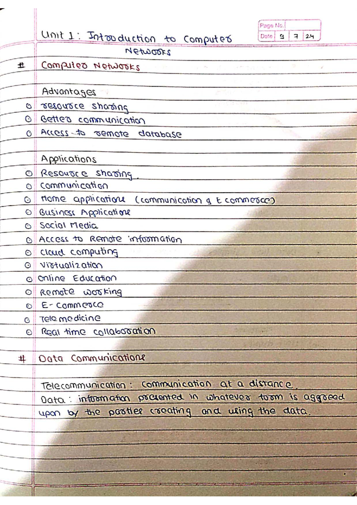 CN Unit 1 - Intro to Computer Networks: Key Concepts & Topologies - Studocu