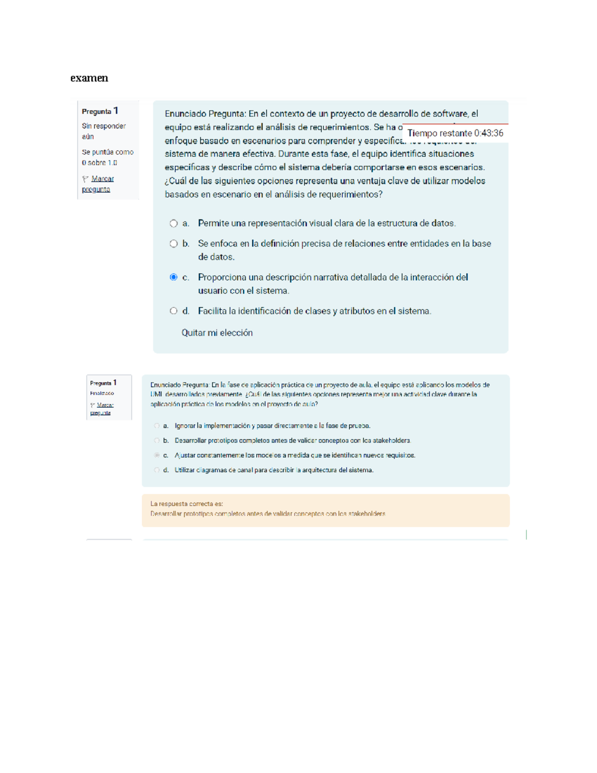Requerimientos de Software - Examen Intento 1 y Respuestas Correctas ...