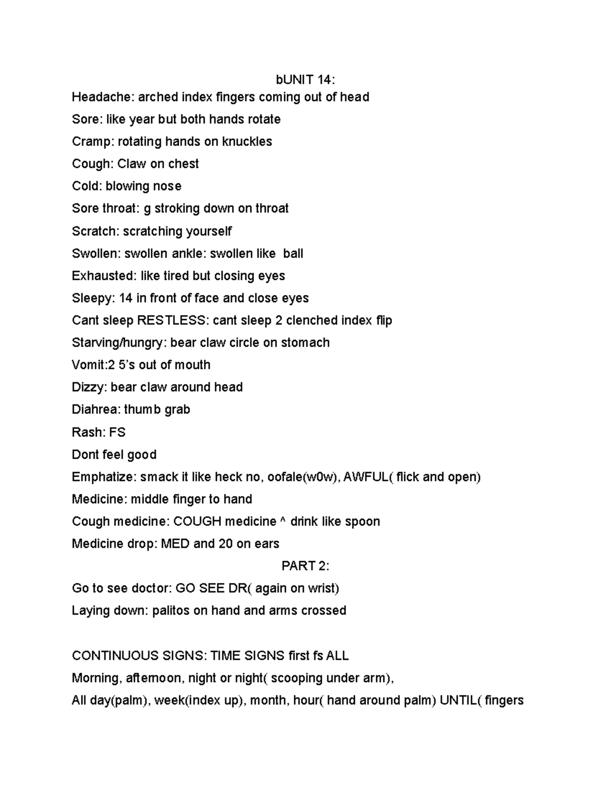 UNIT 14 - SIGNING NATURALLY SUMMARY & VOCABULARY NOTES - Studocu