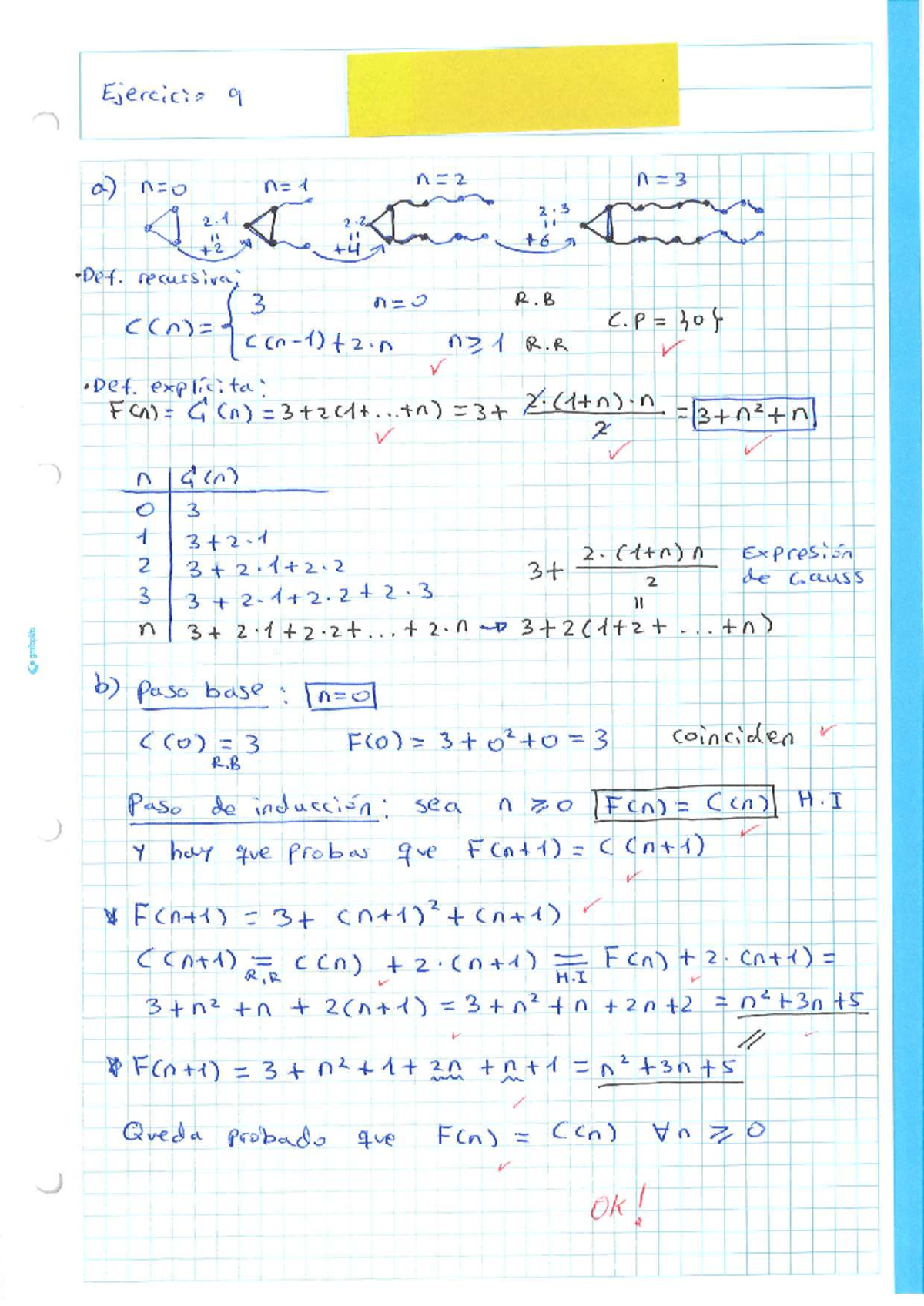 Ejercicio 9: Inducción y Recursividad en Matemáticas - Studocu