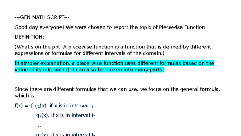 GEN MATH: Understanding Piecewise Functions and Graphing Techniques ...
