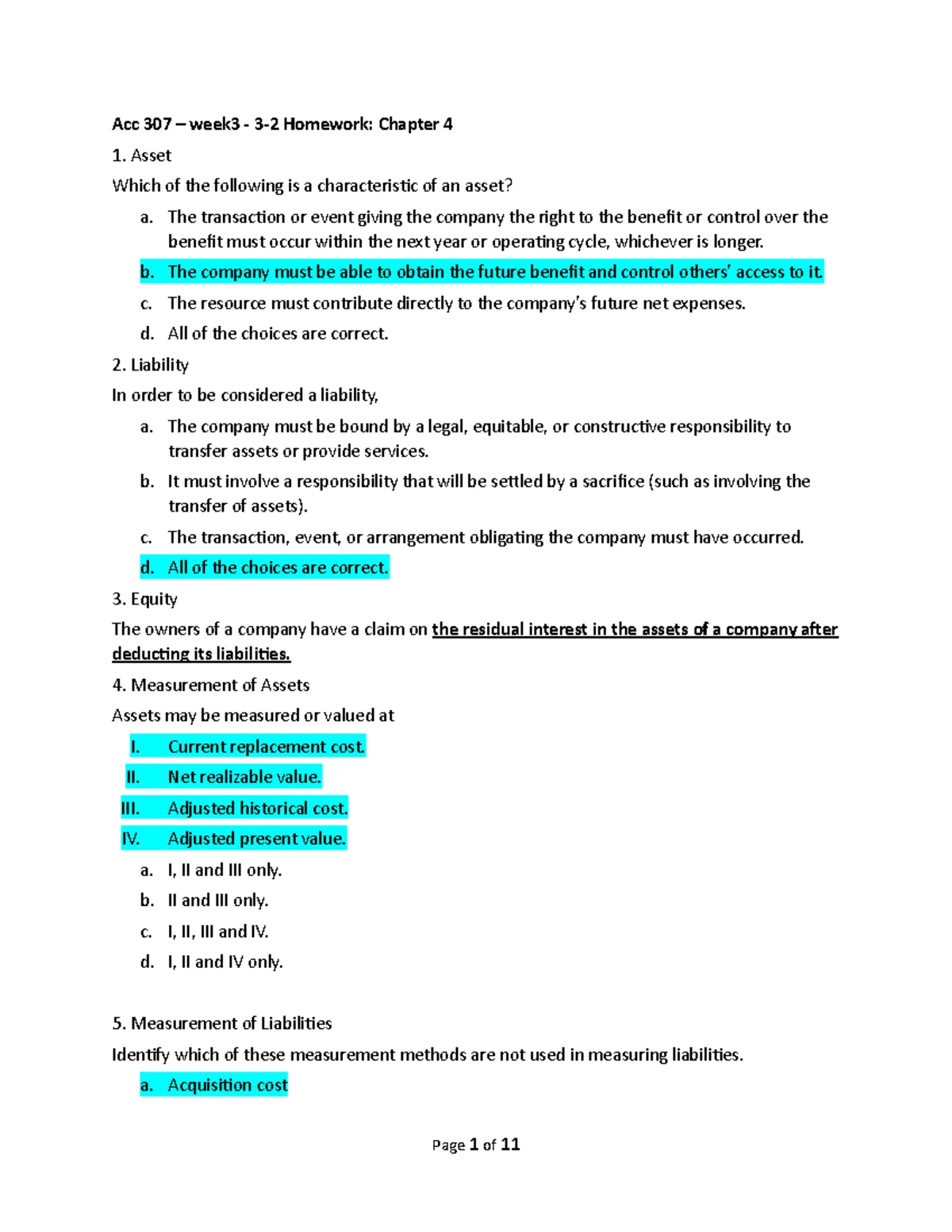 Acc 309- week1 -1-3 Homework Chapter 15 - acc 309- week1 -1-3 Homework ...
