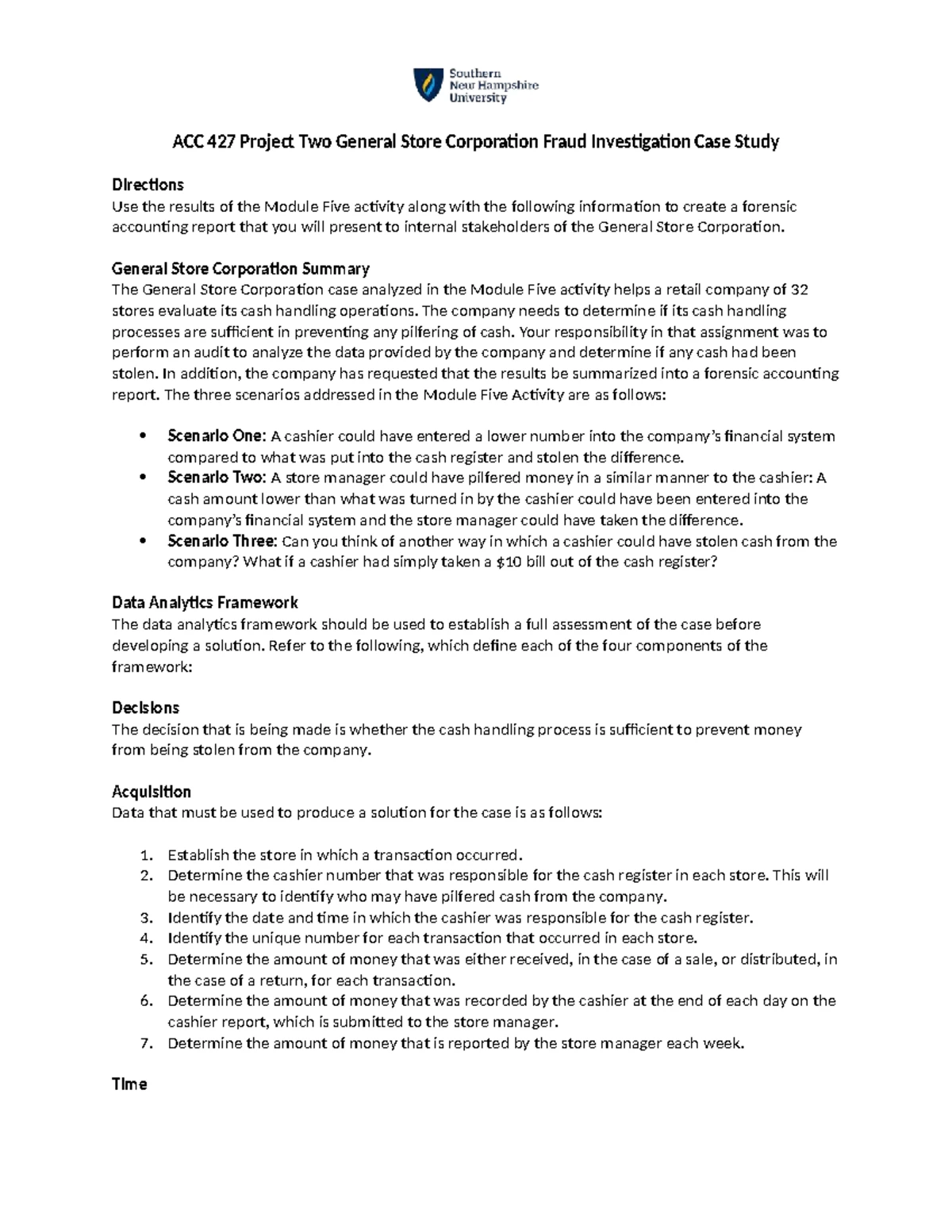 ACC 427 Project One: Client Case Studies and Fraud Scenarios - Studocu