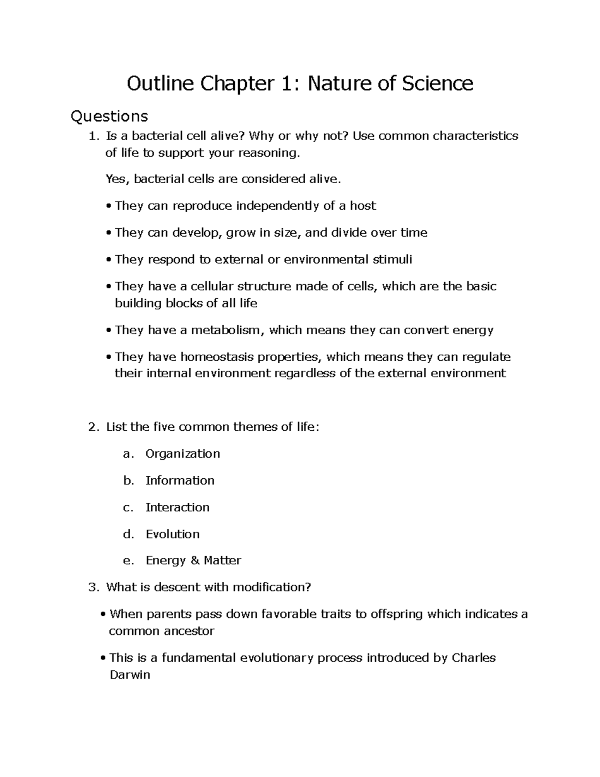 Outline Chapter 1: Nature of Science - Studocu