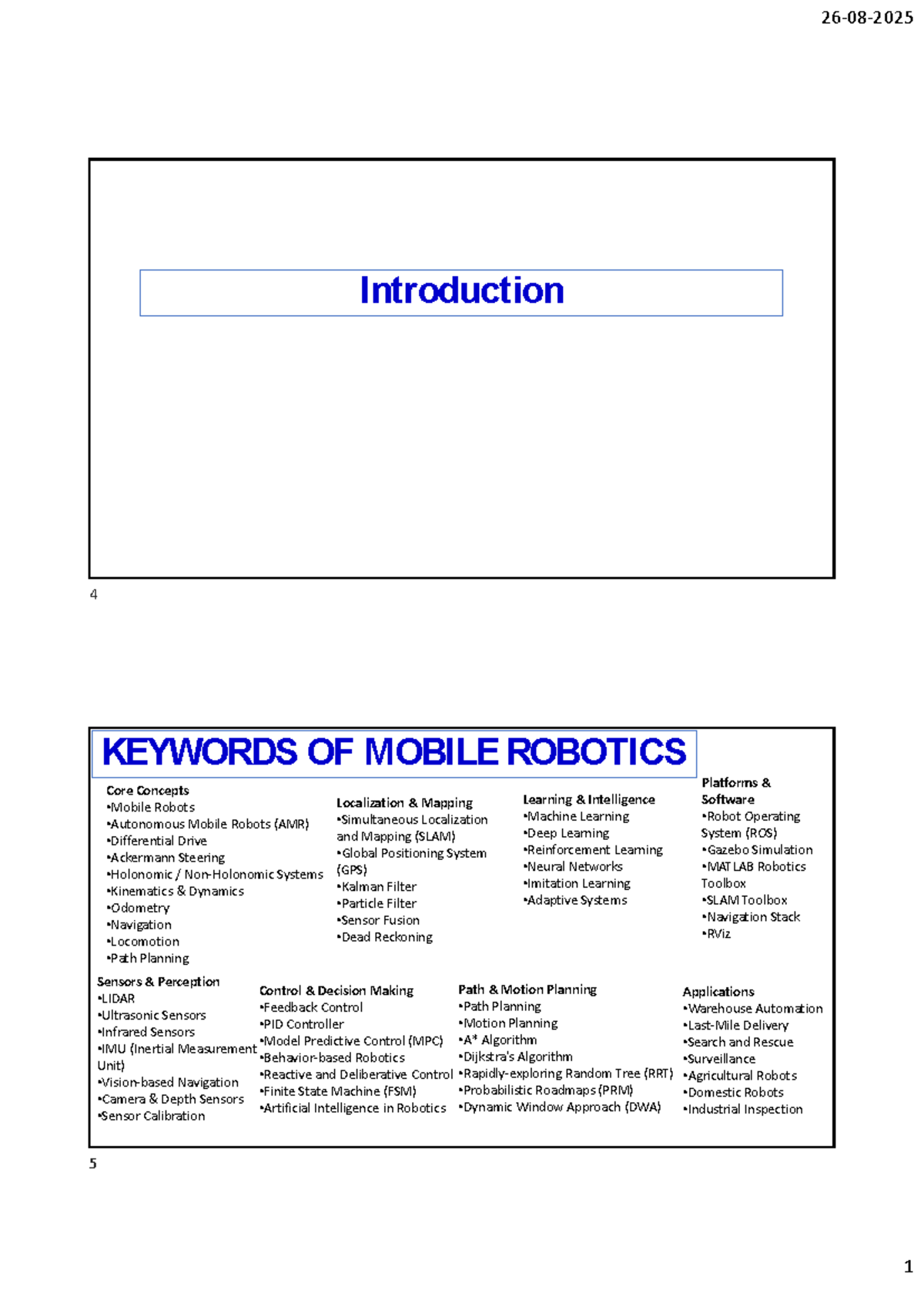 UNIT-1 Notes on Autonomous Mobile Robotics (AMR) Concepts and ...