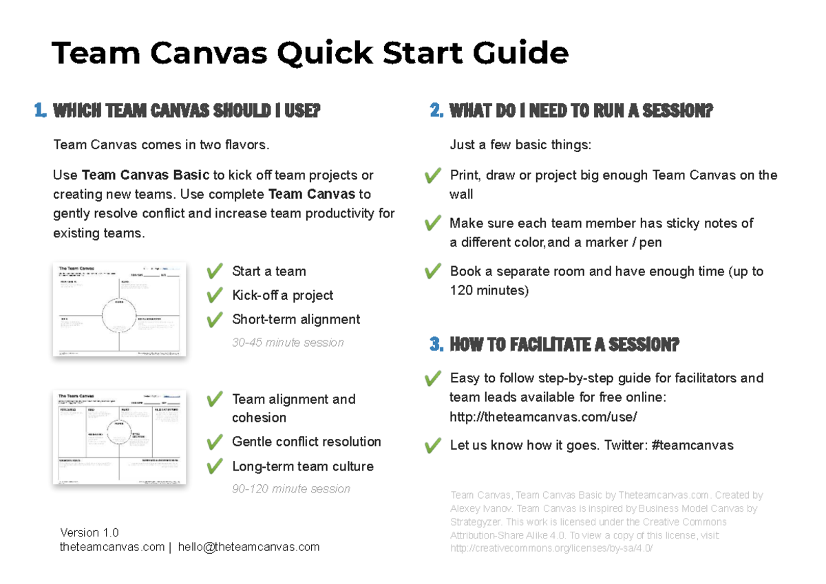 [Instructions] Team Canvas Quick Start Guide 1.0 - Essential Overview ...