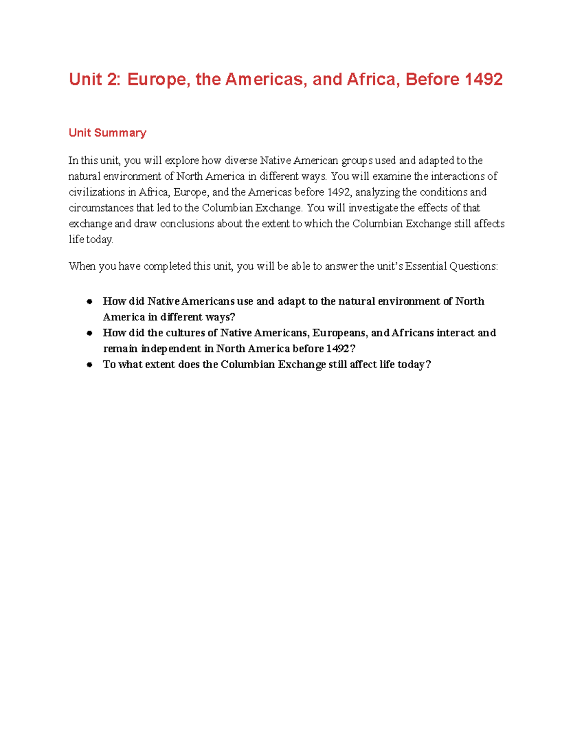 Entire unit 2 history - Unit 2 complete notes - Unit 2: Europe, the ...