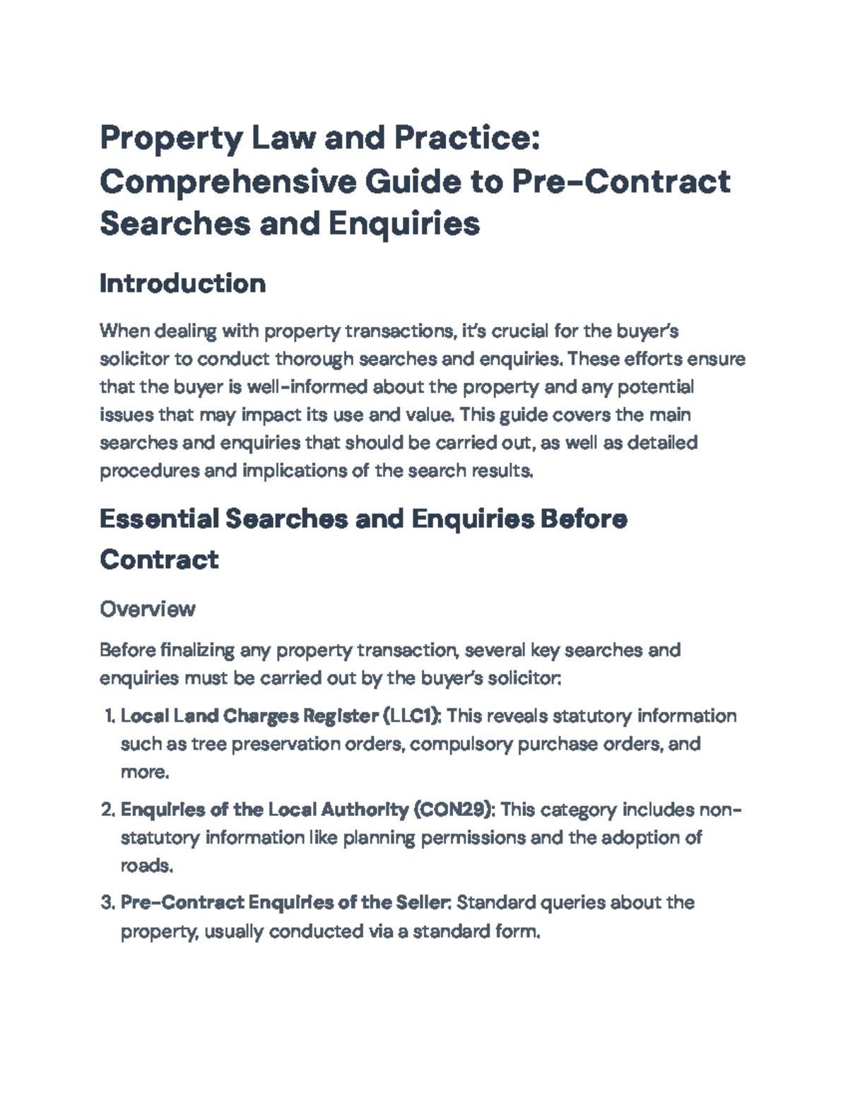 Property Law (PL101): Comprehensive Guide to Pre-Contract Searches ...