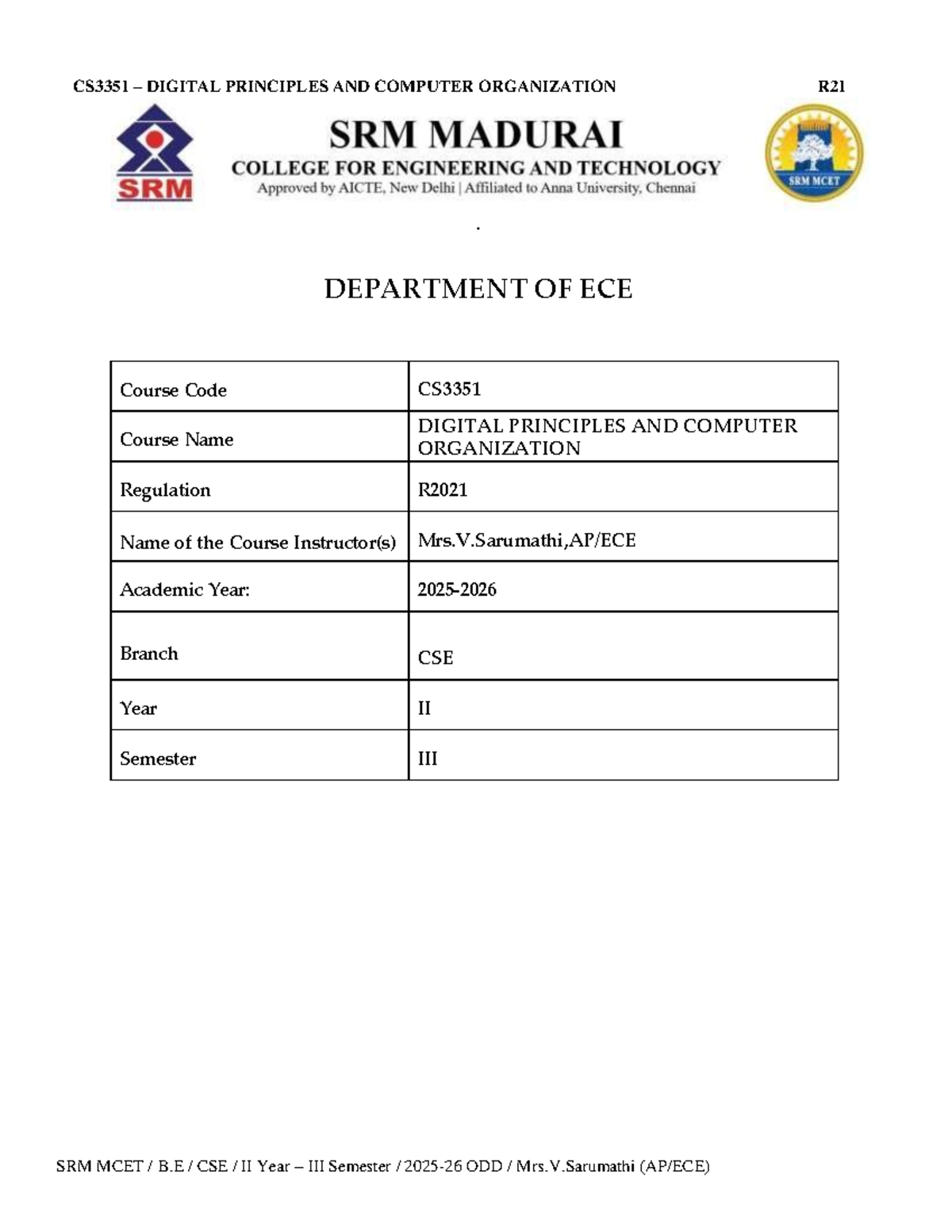 CS3351 DIGITAL PRINCIPLES AND COMPUTER ORGANIZATION UNIT 1 NOTES - Studocu
