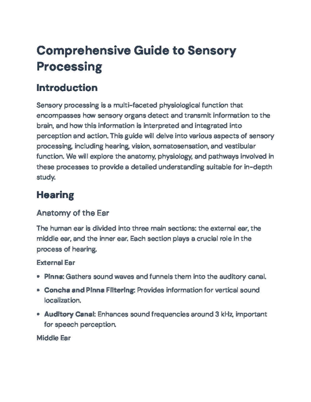Comprehensive Guide to Sensory Processing: Anatomy and Function ...