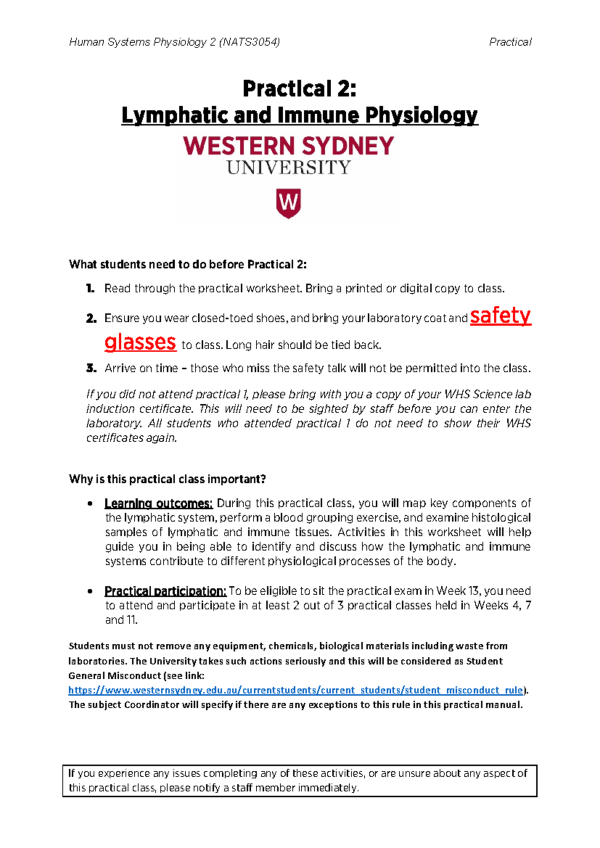 NATS3054 Practical 2: Lymphatic & Immune Physiology Guide - Studocu