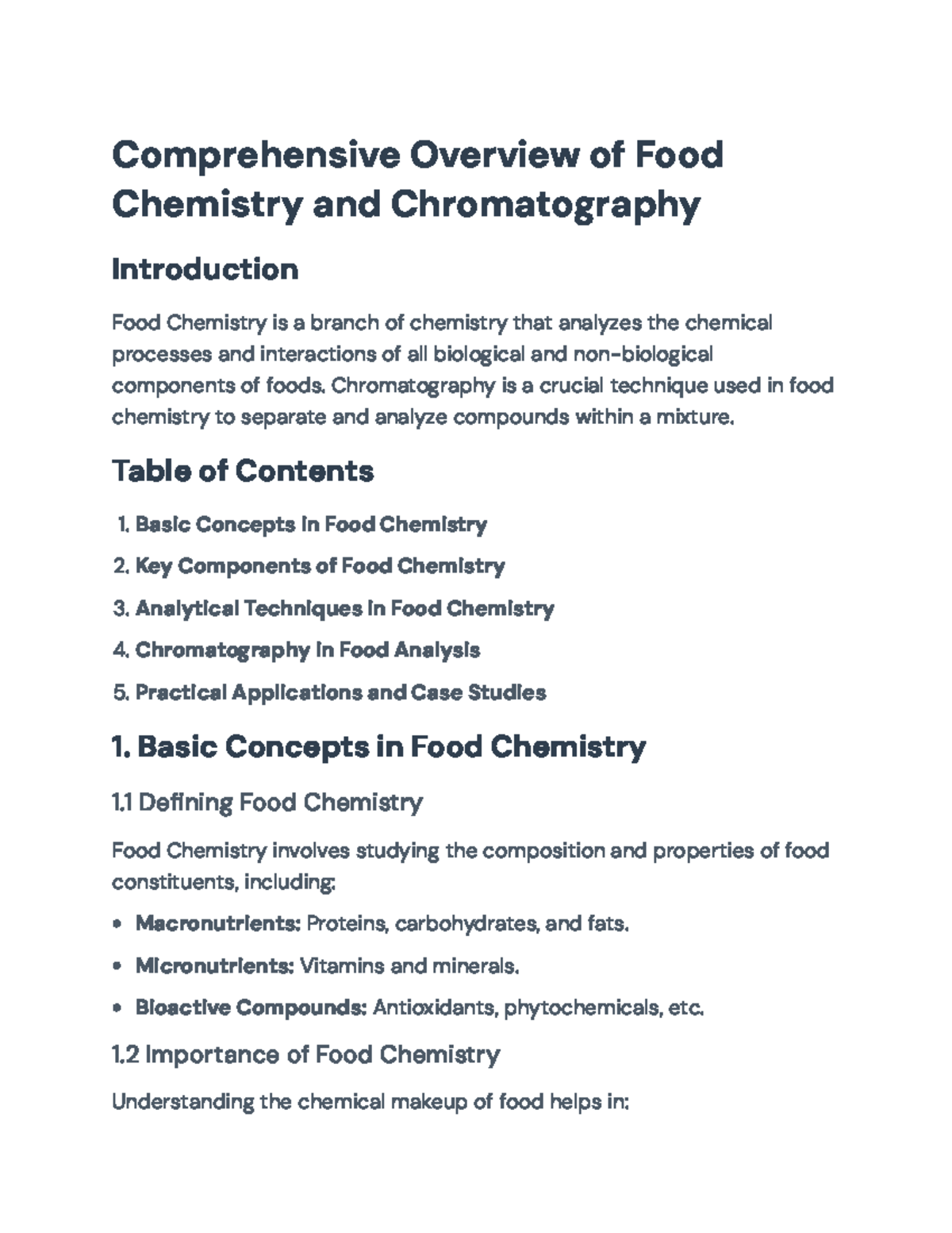 Food Chemistry & Chromatography Overview: Principles and Applications ...