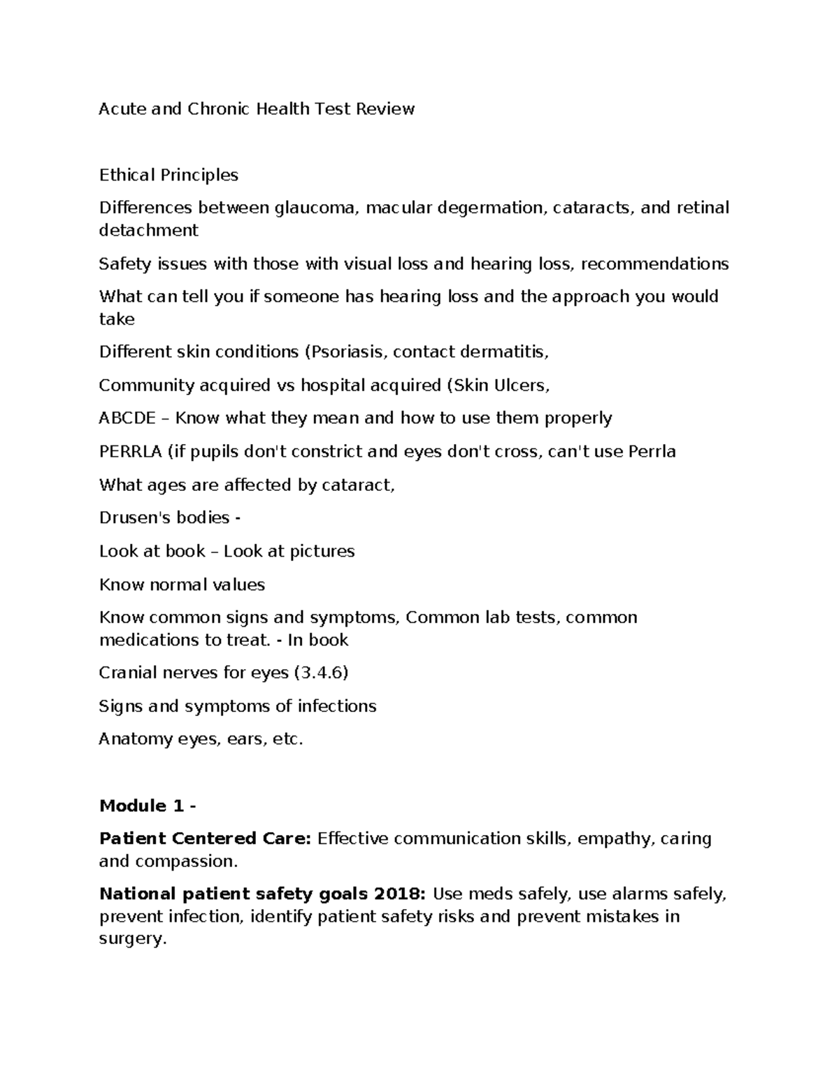 Acute and Chronic Health Test Review: Key Concepts and Ethical ...