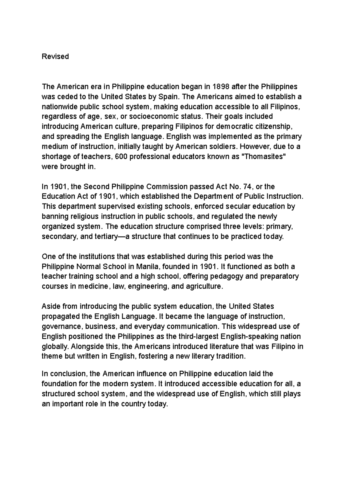 Education in American period - Revised The American era in Philippine ...