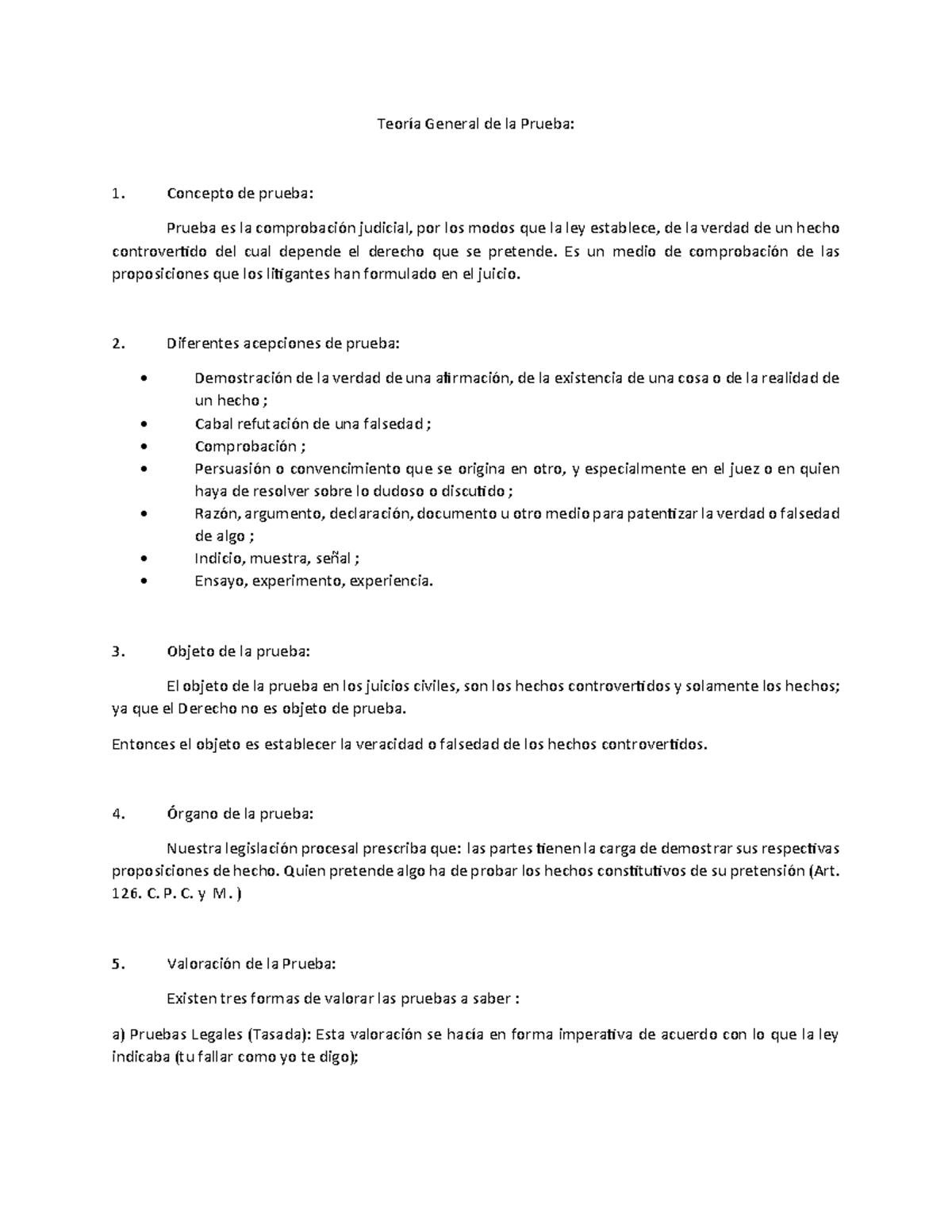 Teoría General de la Prueba: Conceptos y Procedimientos Clave - Studocu