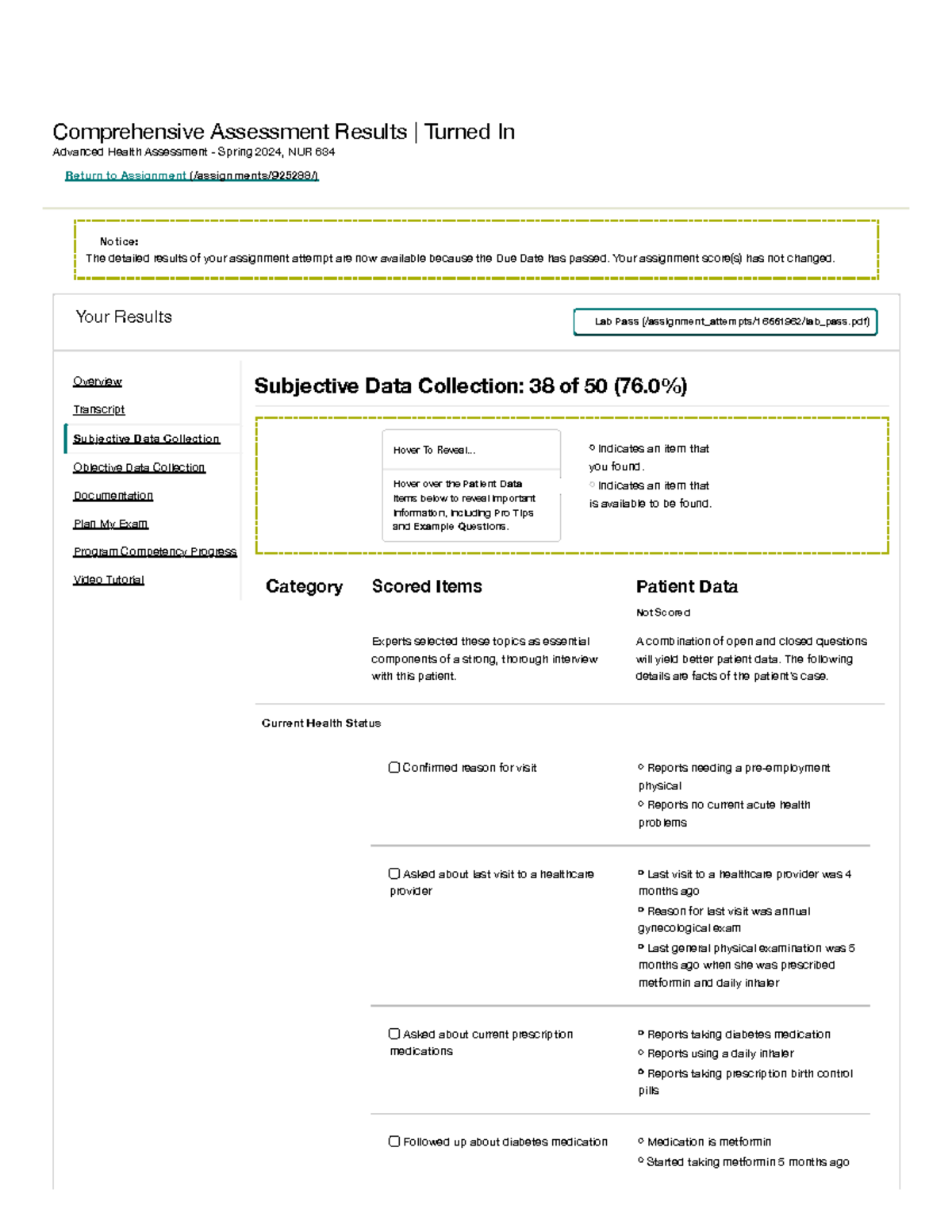 NUR 634 Comprehensive Exam Results - Advanced Health Assessment 2024 ...