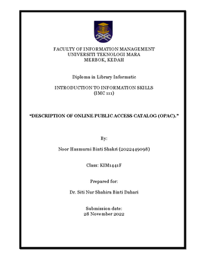 Introduction TO OPAC - INTRODUCTION TO OPAC: An online public access ...